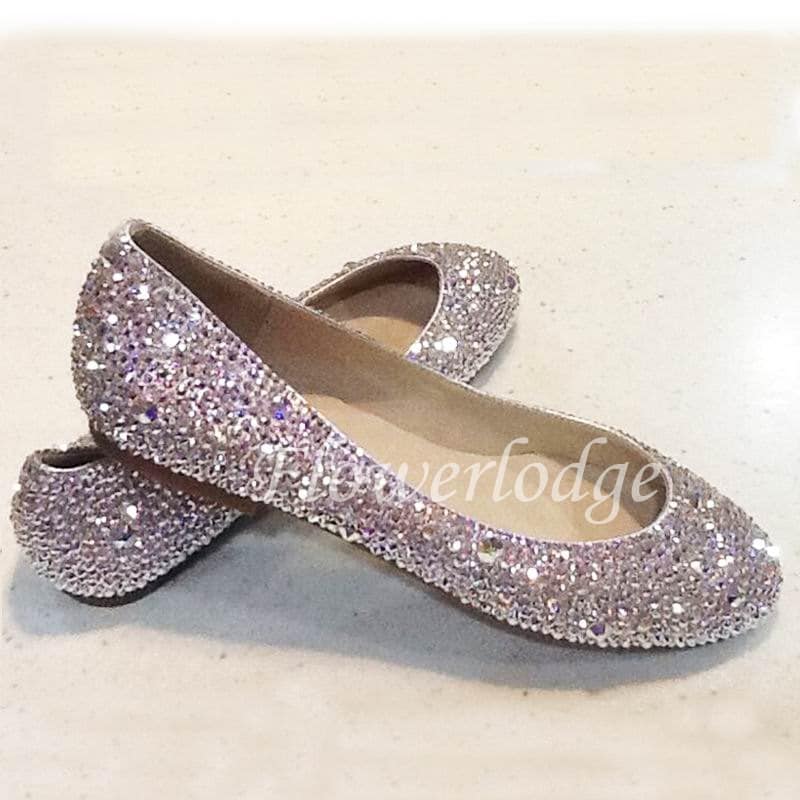 Sparkly Women Ballet Flats Shoes Clean Shiny Bling Crystal | Etsy