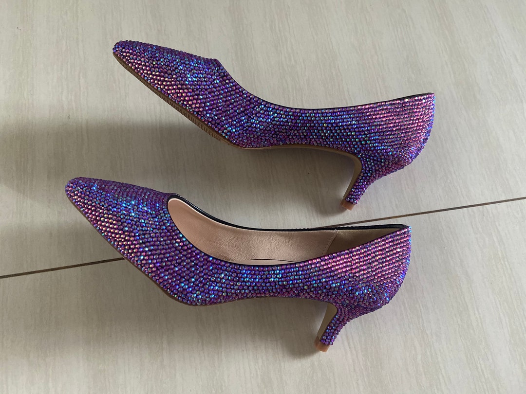 Rainbow Purple Bling Shoes Nice Purple Rhinestone Pumps Women Shoes ...