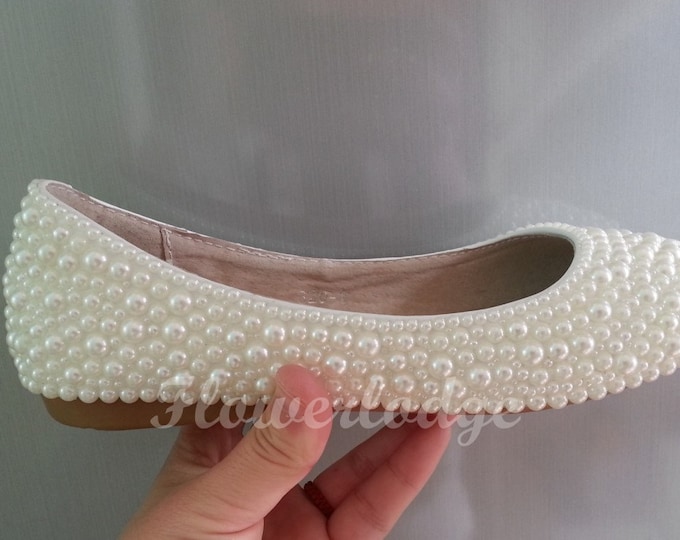 Pear Shoes-off White Ivory Pearls Soft Comfortable Flats - Etsy