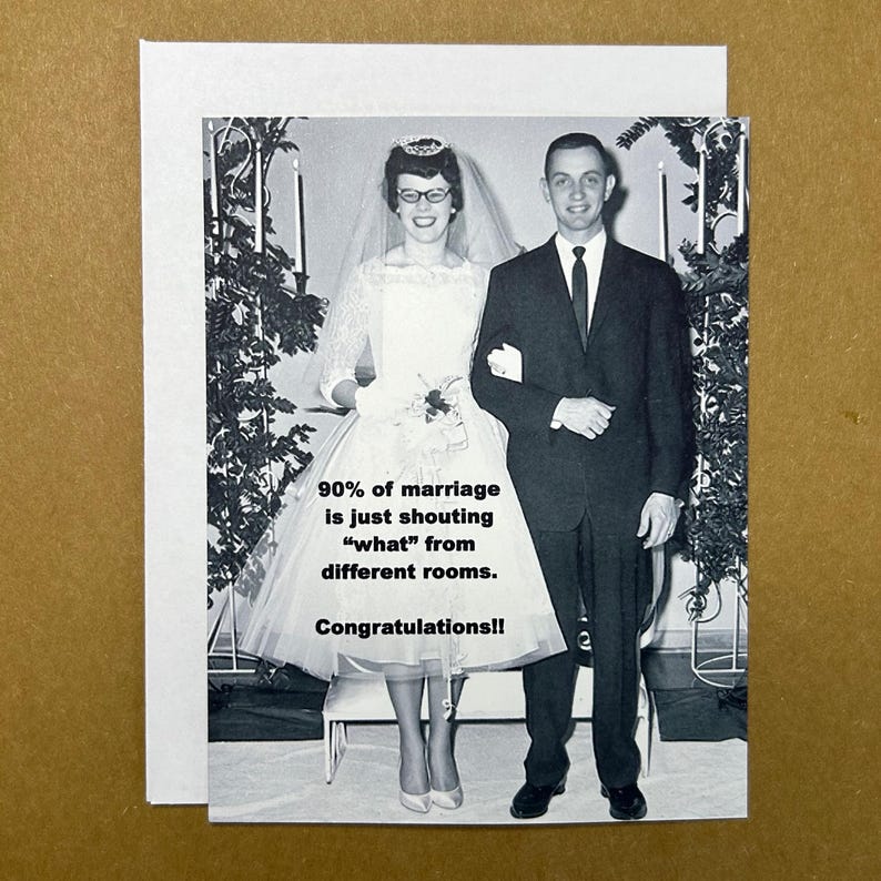 Marriage Advice Funny Blank Greeting Card - Snarky Cards, Funny Wedding ...