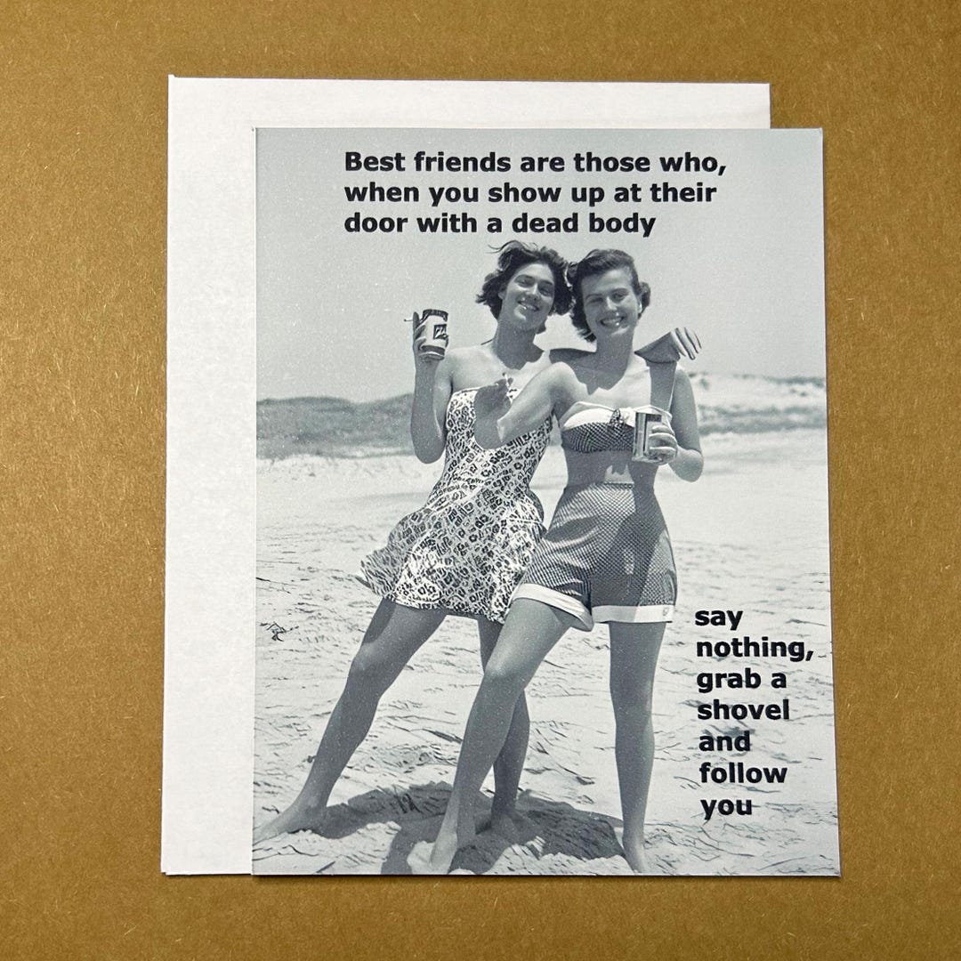 Best Friends Blank Friendship Greeting Card, Snarky Greeting Card, Just ...