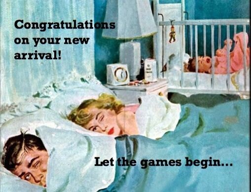 FUNNY NEW BABY Vintage Card let the Games Begin - Etsy