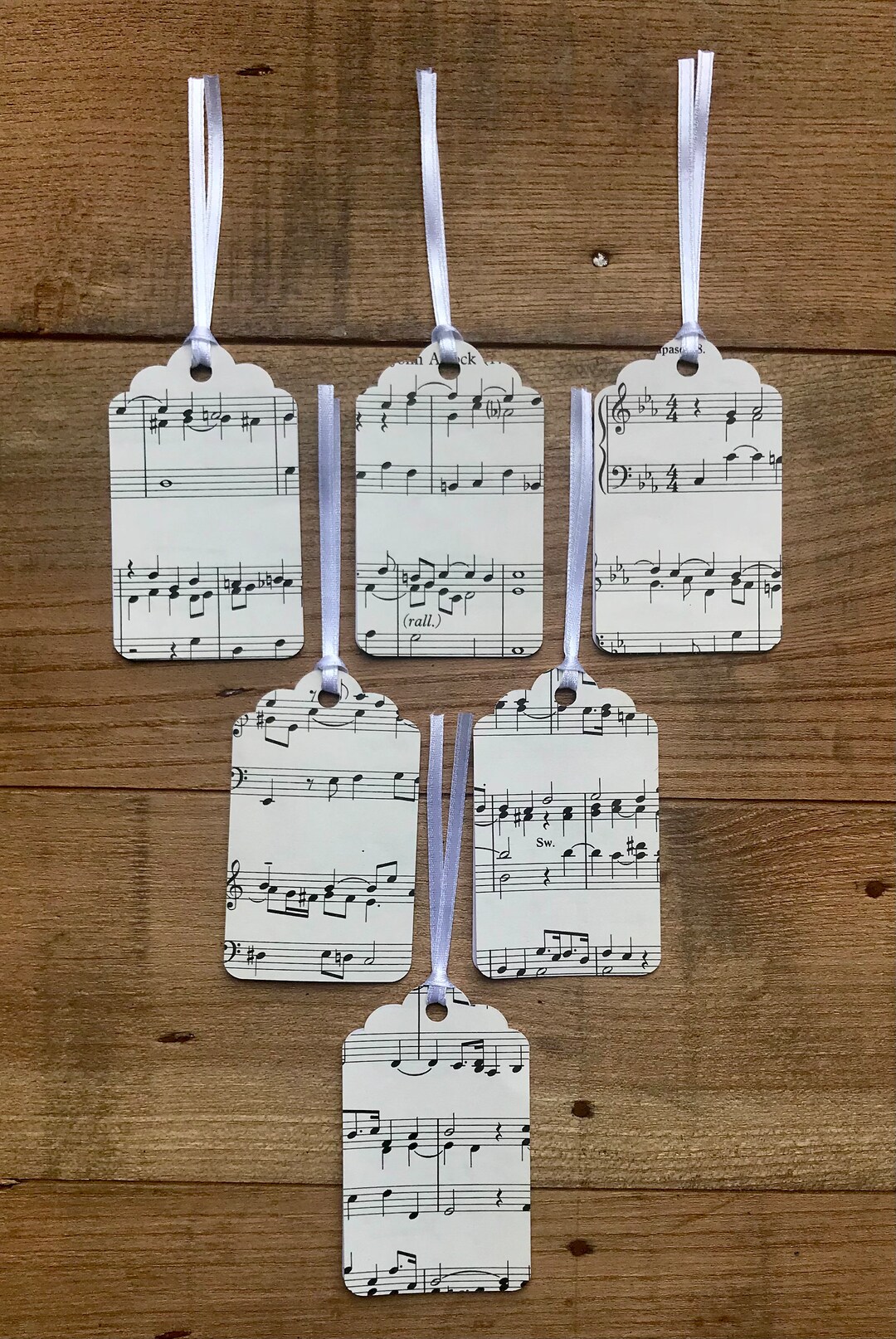 Vintage Sheet Music Gift Tags - Set of 6 With White Ribbon - Etsy UK