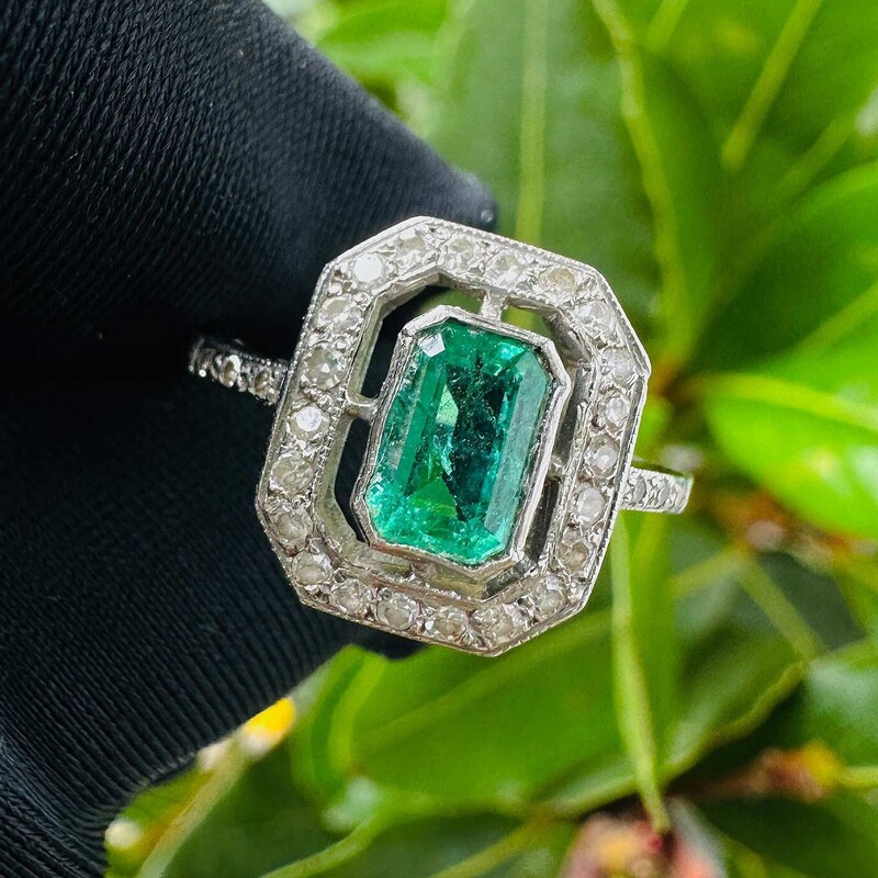 Art Deco Emerald Ring - Etsy UK