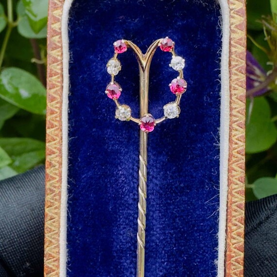 Victorian 15ct Gold, Diamond & Ruby horse shoe stick … - Gem