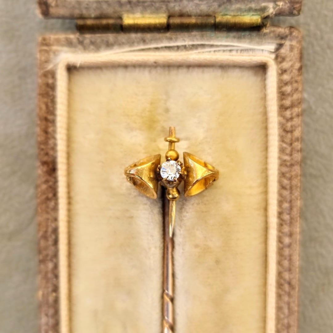 Edwardian 18ct Gold & Diamond Staff/sceptre Stick Pin - Etsy