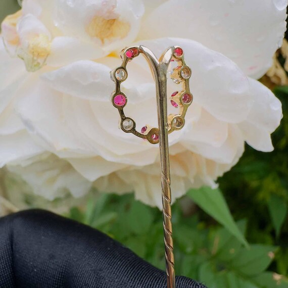 Victorian 15ct Gold, Diamond & Ruby horse shoe stick … - Gem