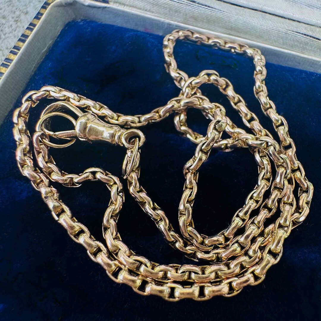 Victorian 9ct, 9k Gold Bike Chain With Dog Clip Fitting - Etsy