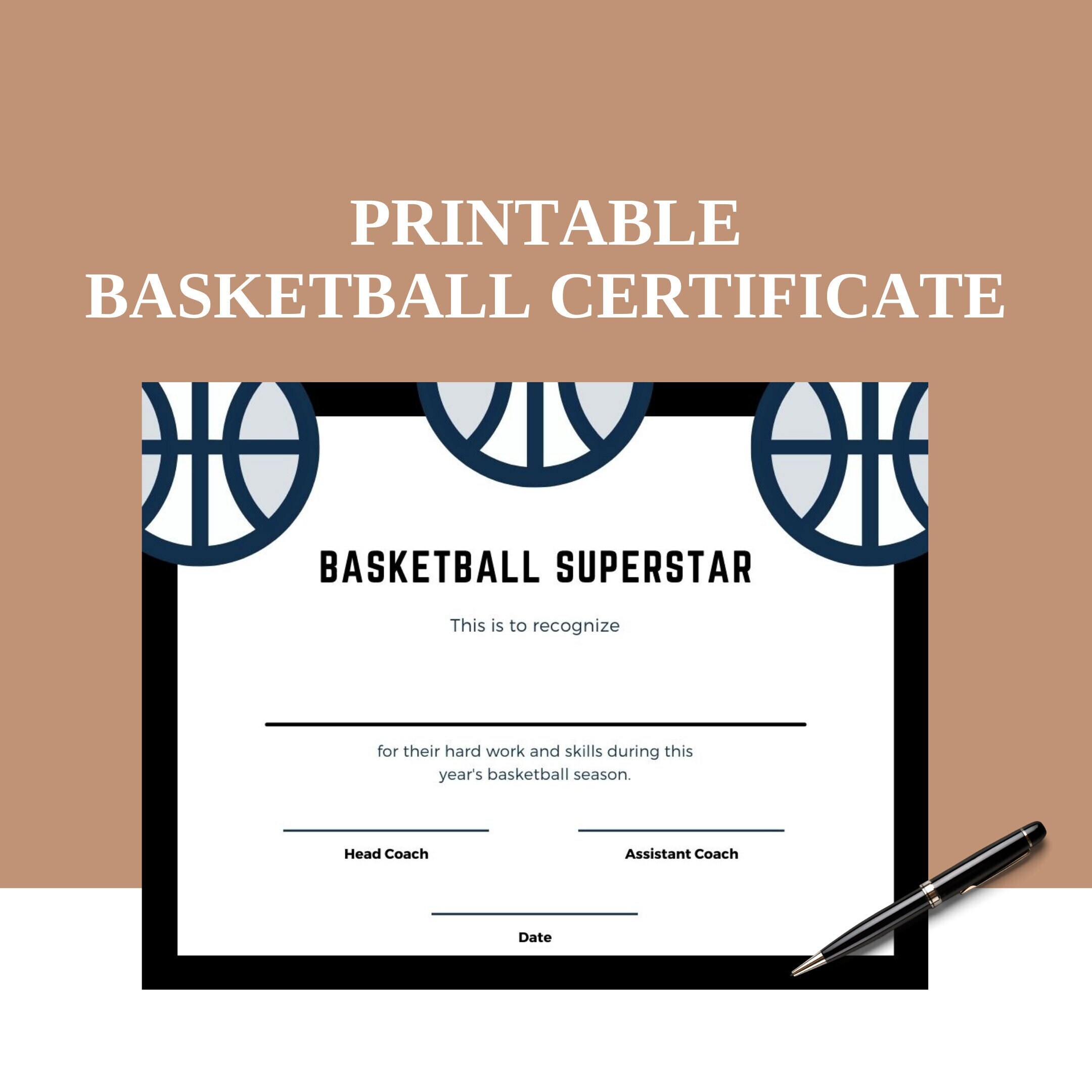 Printable Basketball Participation Certificate | Sports Award | INSTANT ...