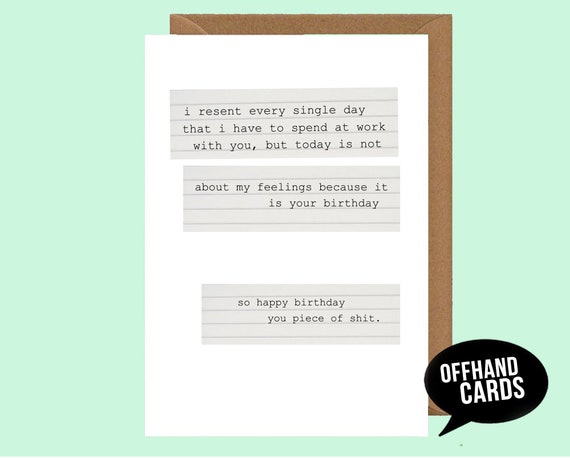 Funny Birthday Card for the Office Workmate Greetings Card | Etsy