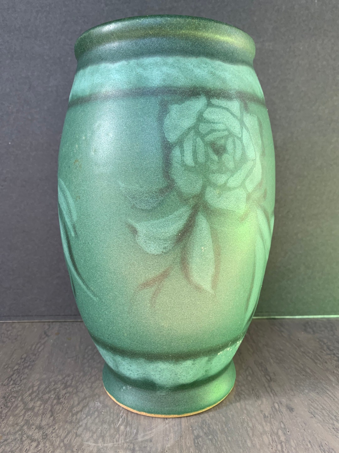 Vintage Studio Green Pottery Vase - Etsy