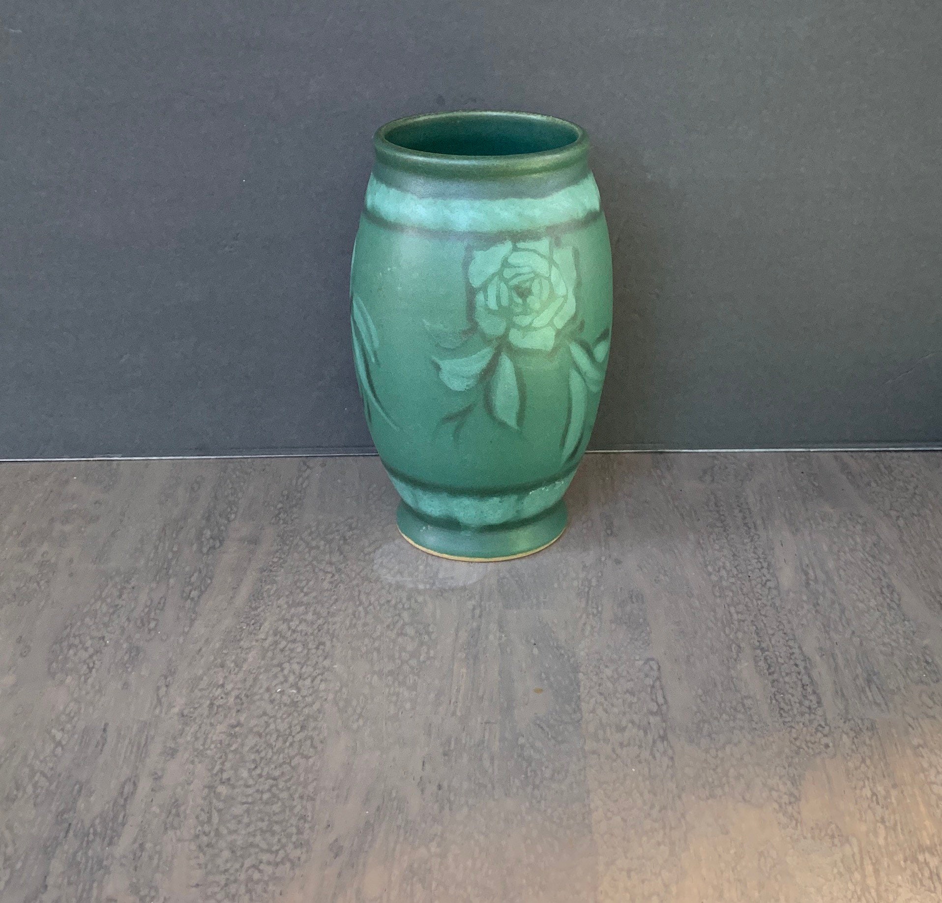 Vintage Studio Green Pottery Vase - Etsy