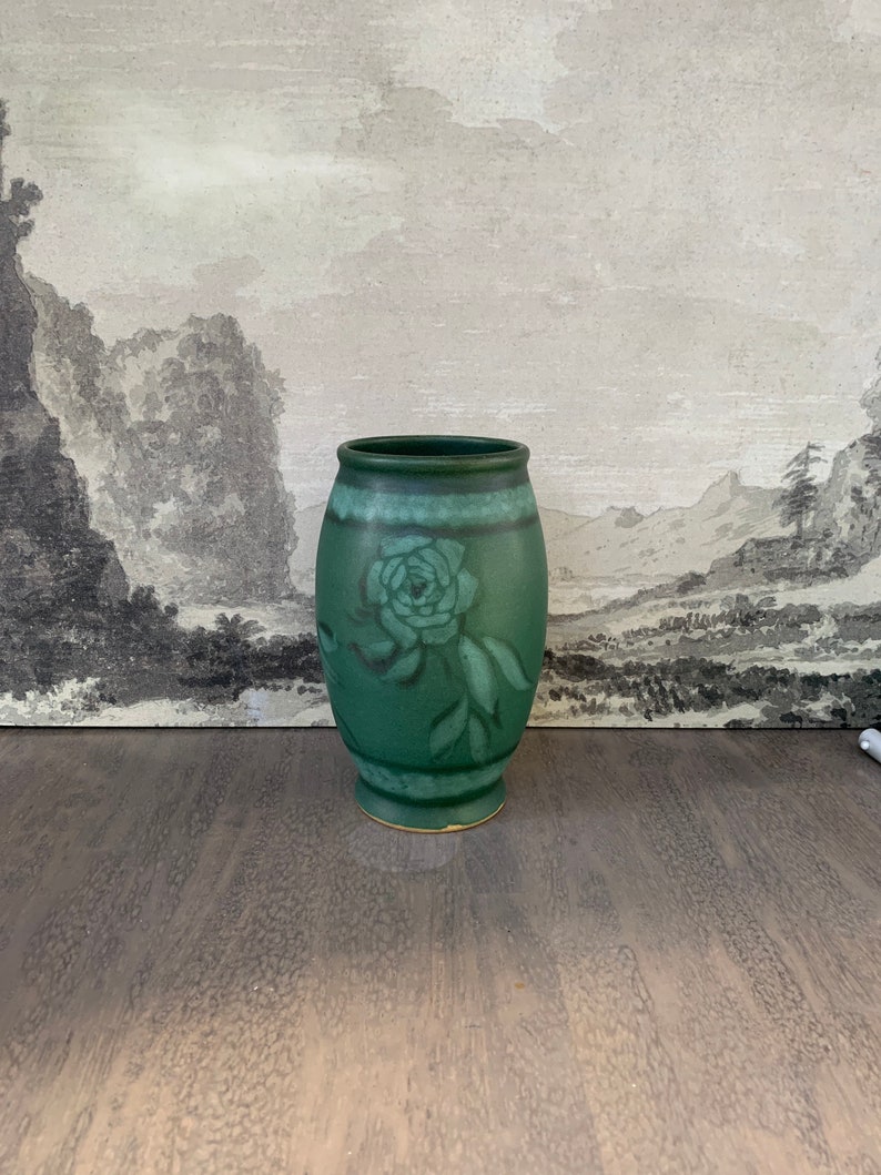 Vintage Studio Green Pottery Vase - Etsy