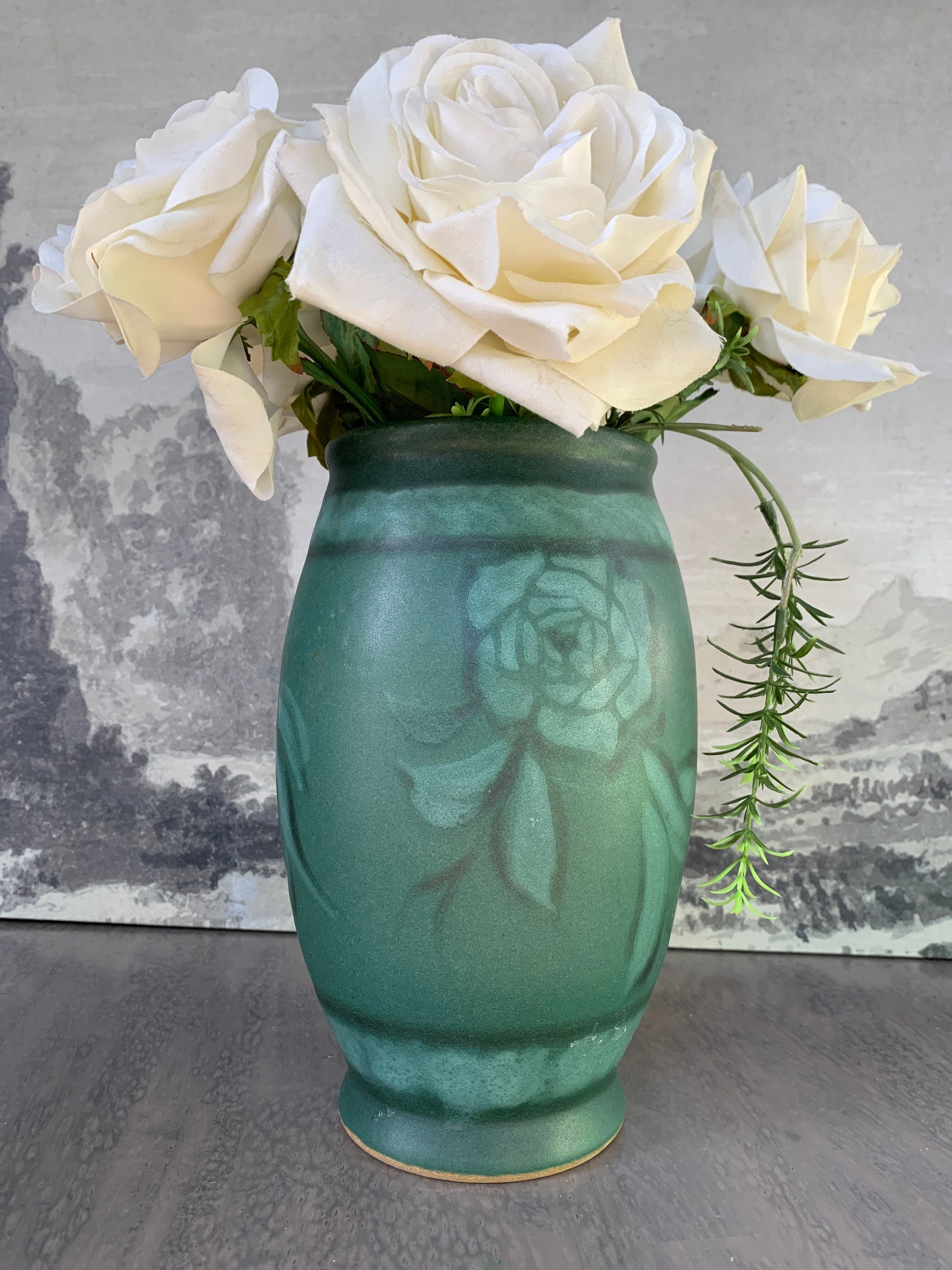 Vintage Studio Green Pottery Vase - Etsy