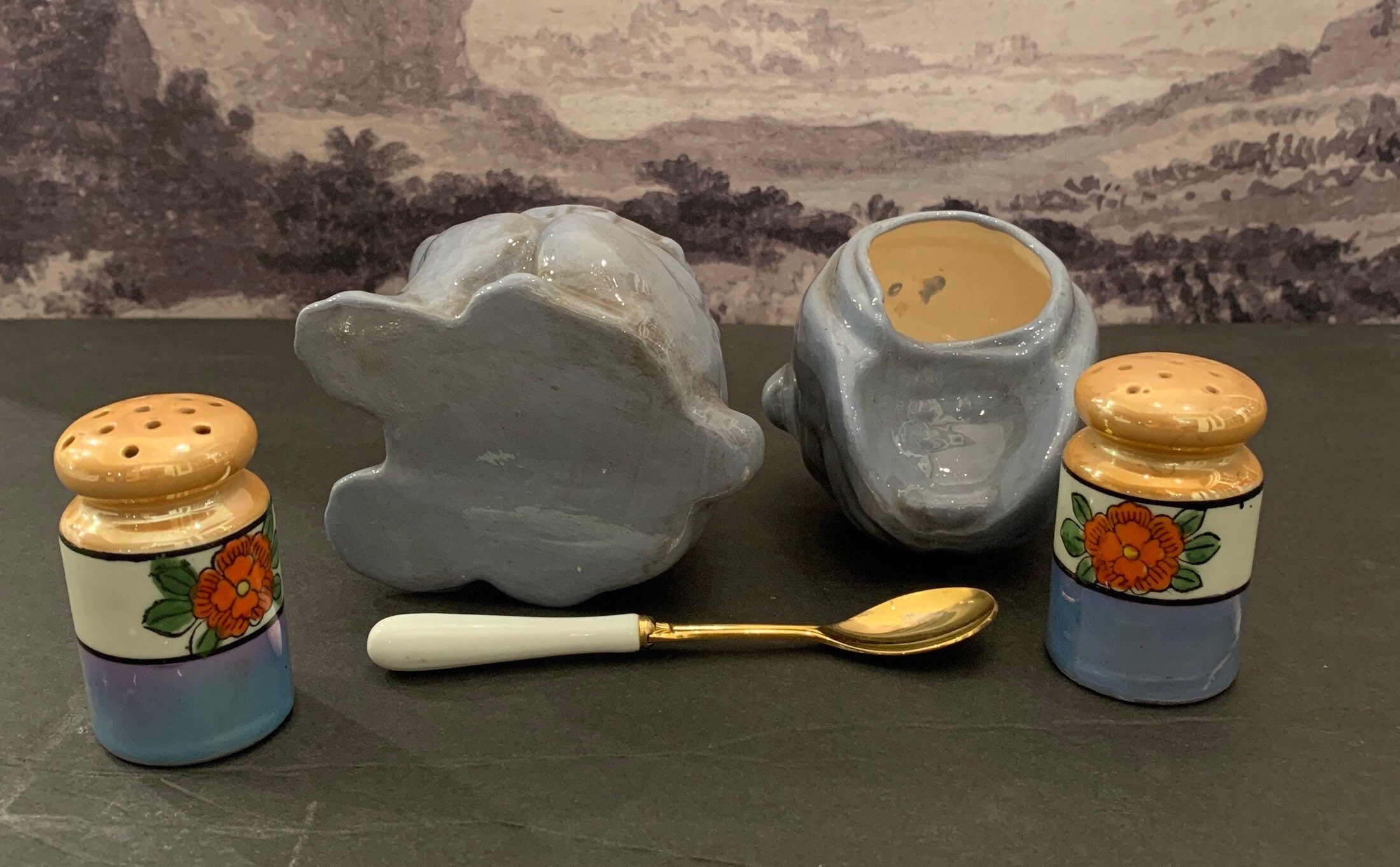 Rare Vintage Blue Lusterware Bulldog Sugar Jar and Pair of - Etsy