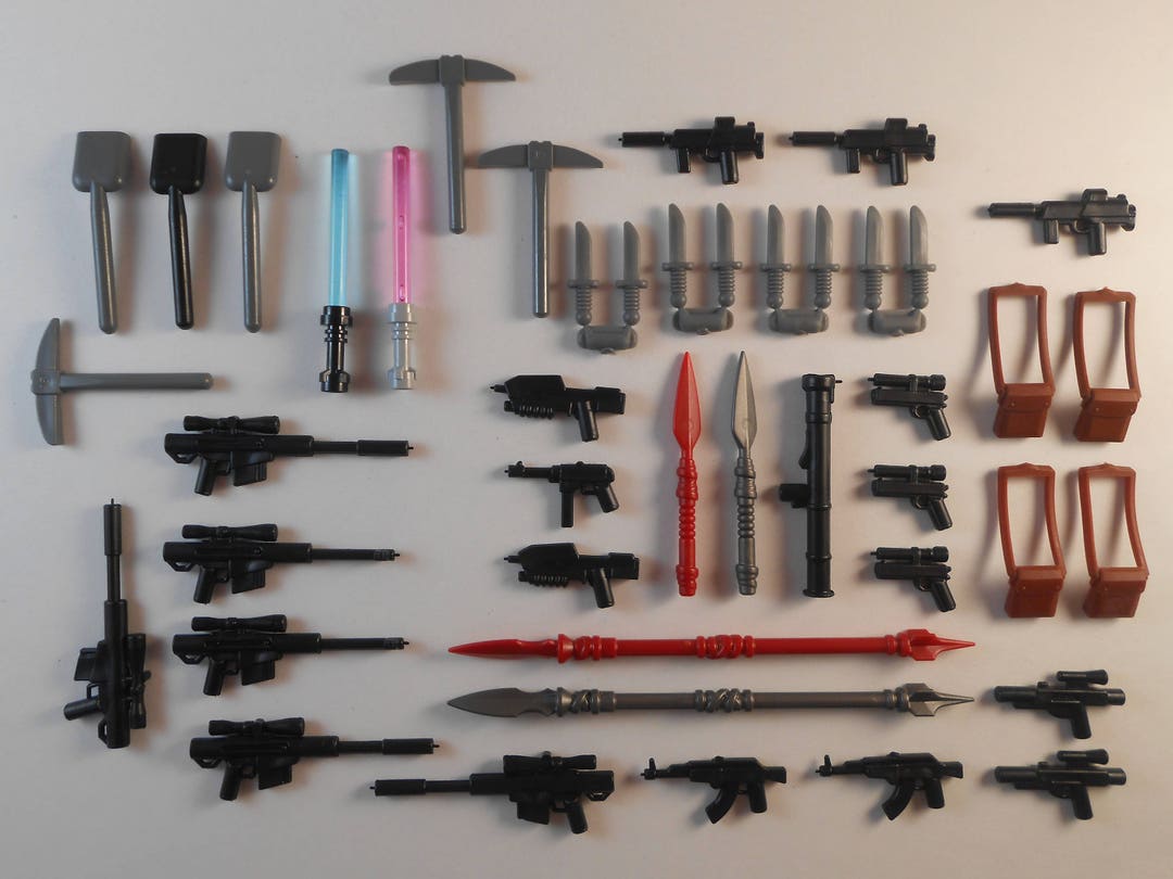 40 Weapons / Guns for Lego Mini Figures. Brand New! Lightsabers. - Etsy