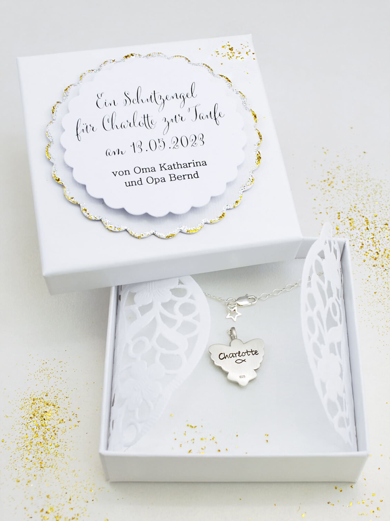 Baptismal Necklace Angel Engraving Baptism Gifts Guardian Angel ...
