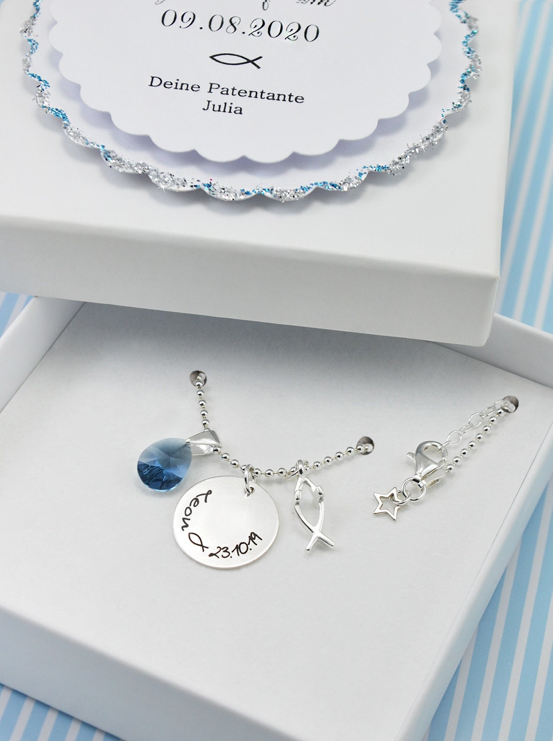 Baptism Chain With Fish Cross Name Chain Engraving Gift - Etsy UK