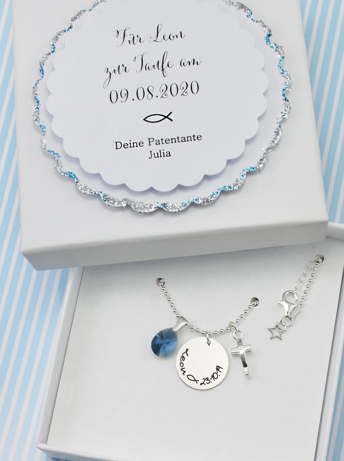 Baptism Chain With Fish Cross Name Chain Engraving Gift - Etsy UK