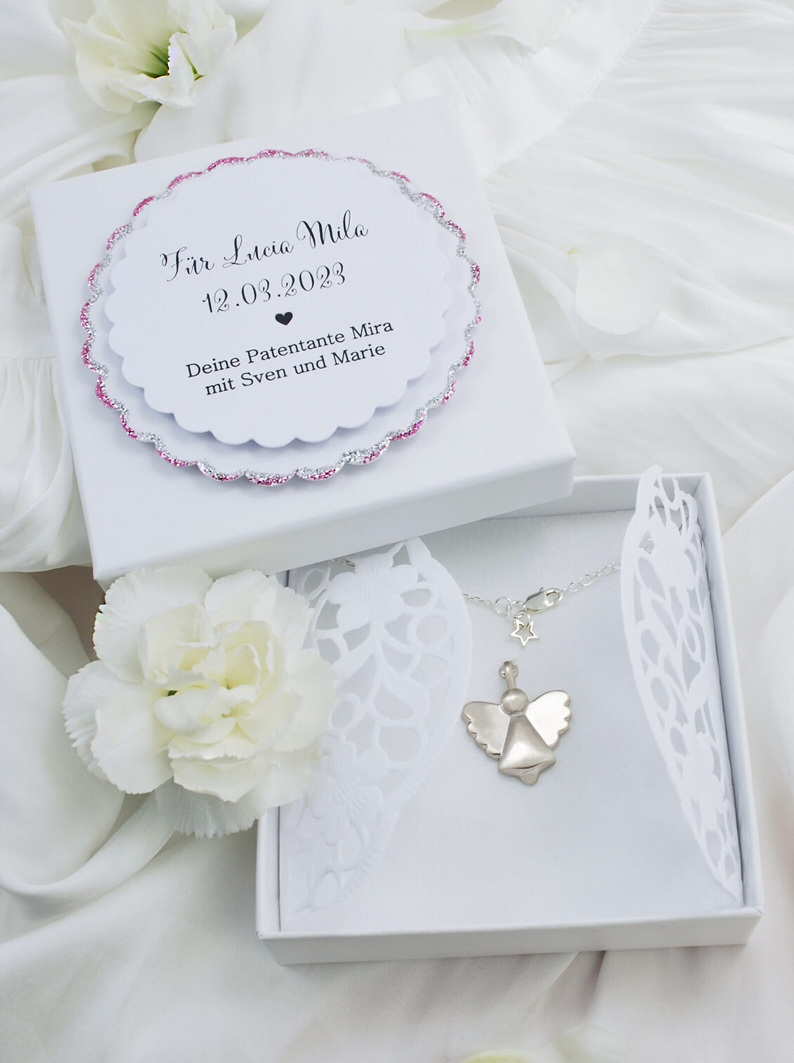 Baptismal Necklace Angel Engraving Baptism Gifts Guardian Angel ...