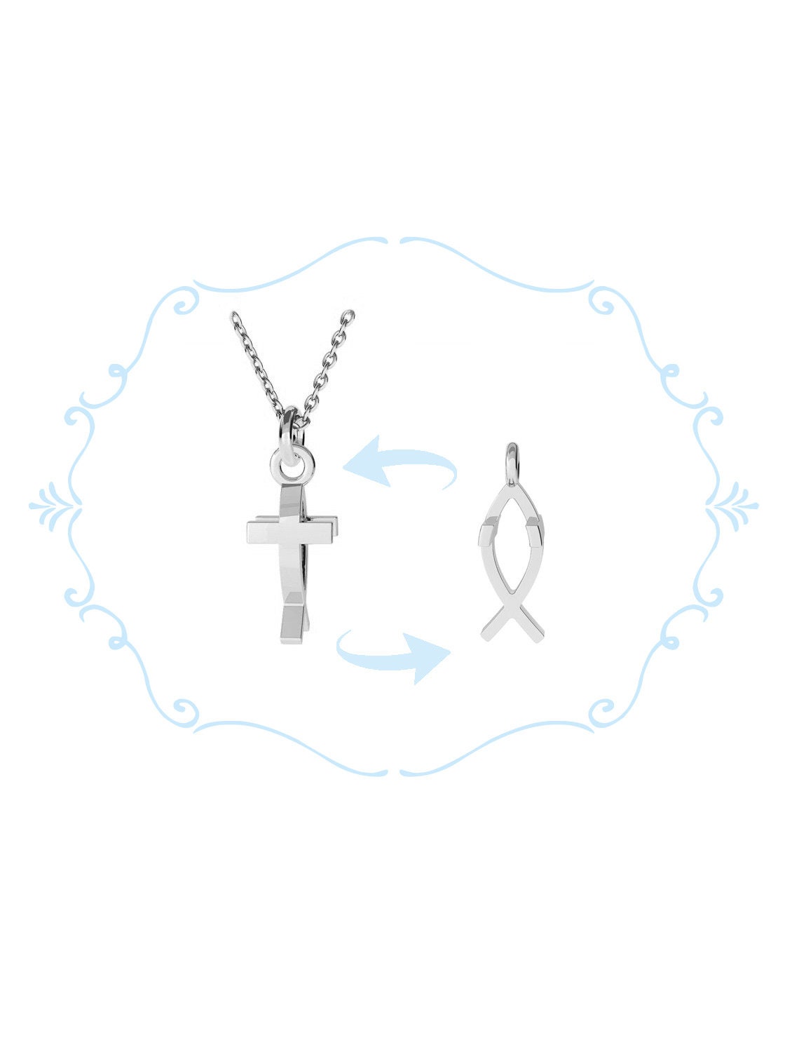 Baptism Chain With Fish Cross Name Chain Engraving Gift - Etsy UK