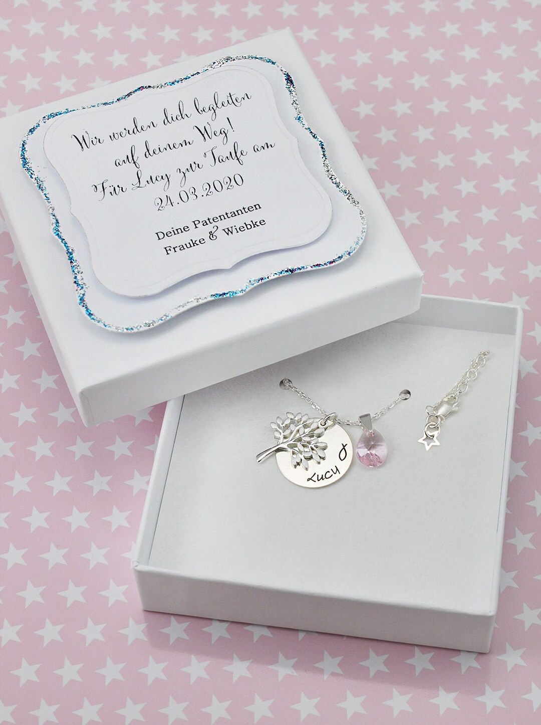 Birth Necklace Baby Engraving Christening Necklace Engraved Name ...