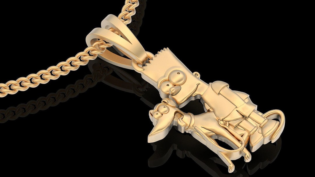 10K / 14K / 18K Solid Gold Bart Simpson Pendant / Simpsons Gold ...