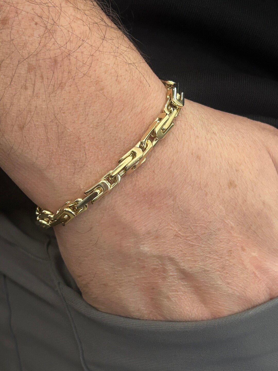 14K Solid Gold Fancy Bracelet 6mm / Gold Fancy Chain / Unisex Gold ...