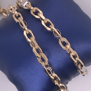 14K Solid Two Tone Yellow and White Gold Stylish Italian Chain 5.25mm ...