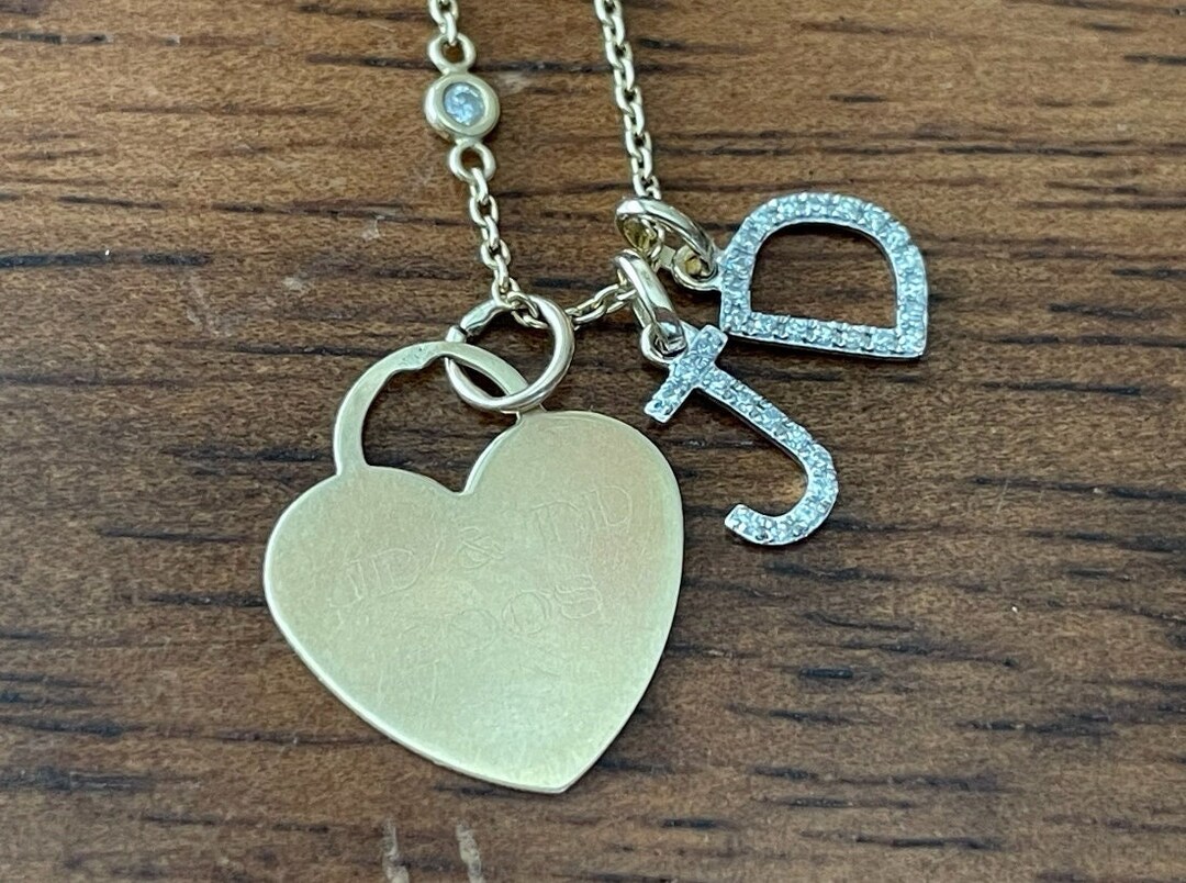 Diamond Initial Pendant / Diamond Letter Pendant Choose Your Letter ...