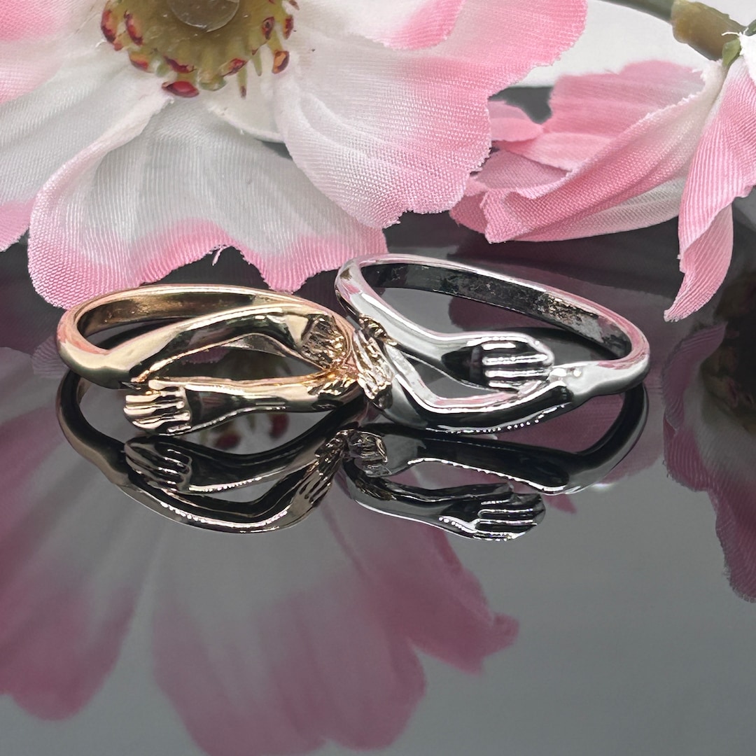 14K Solid Gold & Silver Hug Ring / Hug Me Statement Ring for Her ...
