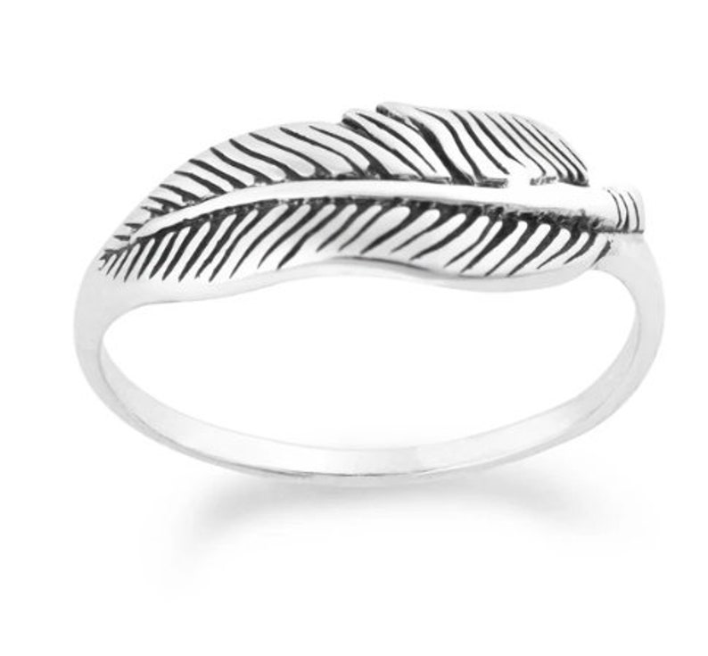 Sterling Silver Feather Ring | Etsy