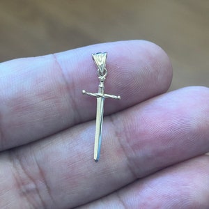 14K Solid Gold Sword Pendant / Authentic Gold Sword Necklace / Gold ...