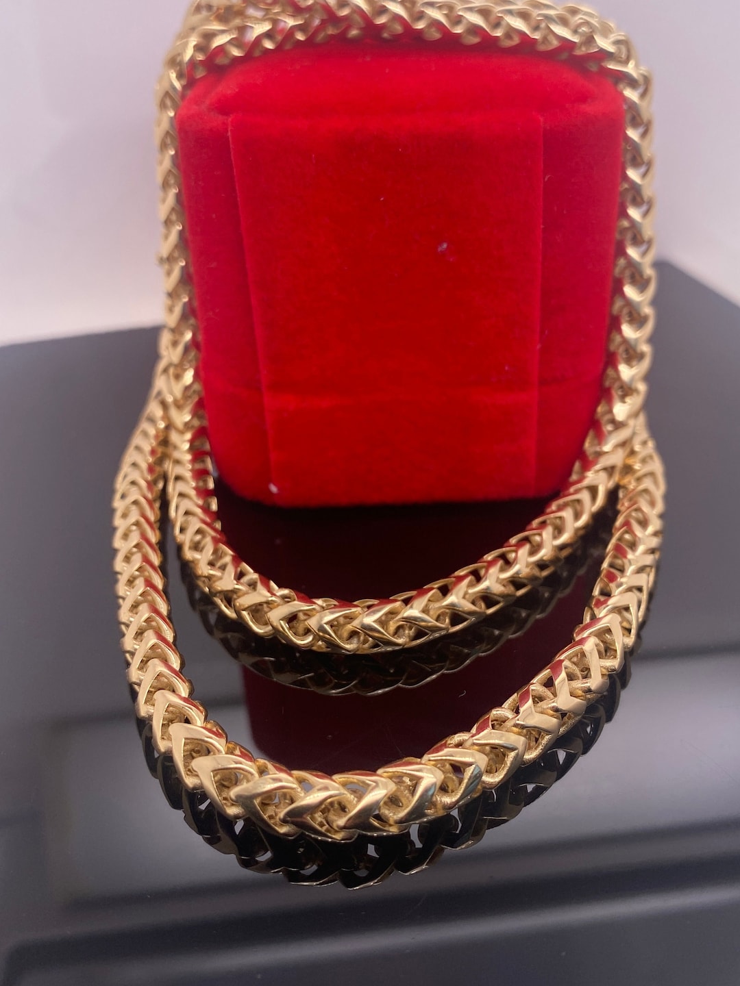 14K GENUINE Yellow Gold Fancy Rondo Necklace/ Thick Gold Chain 23 ...