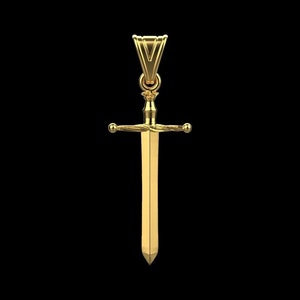 14K Solid Gold Sword Pendant / Authentic Gold Sword Necklace / Gold ...