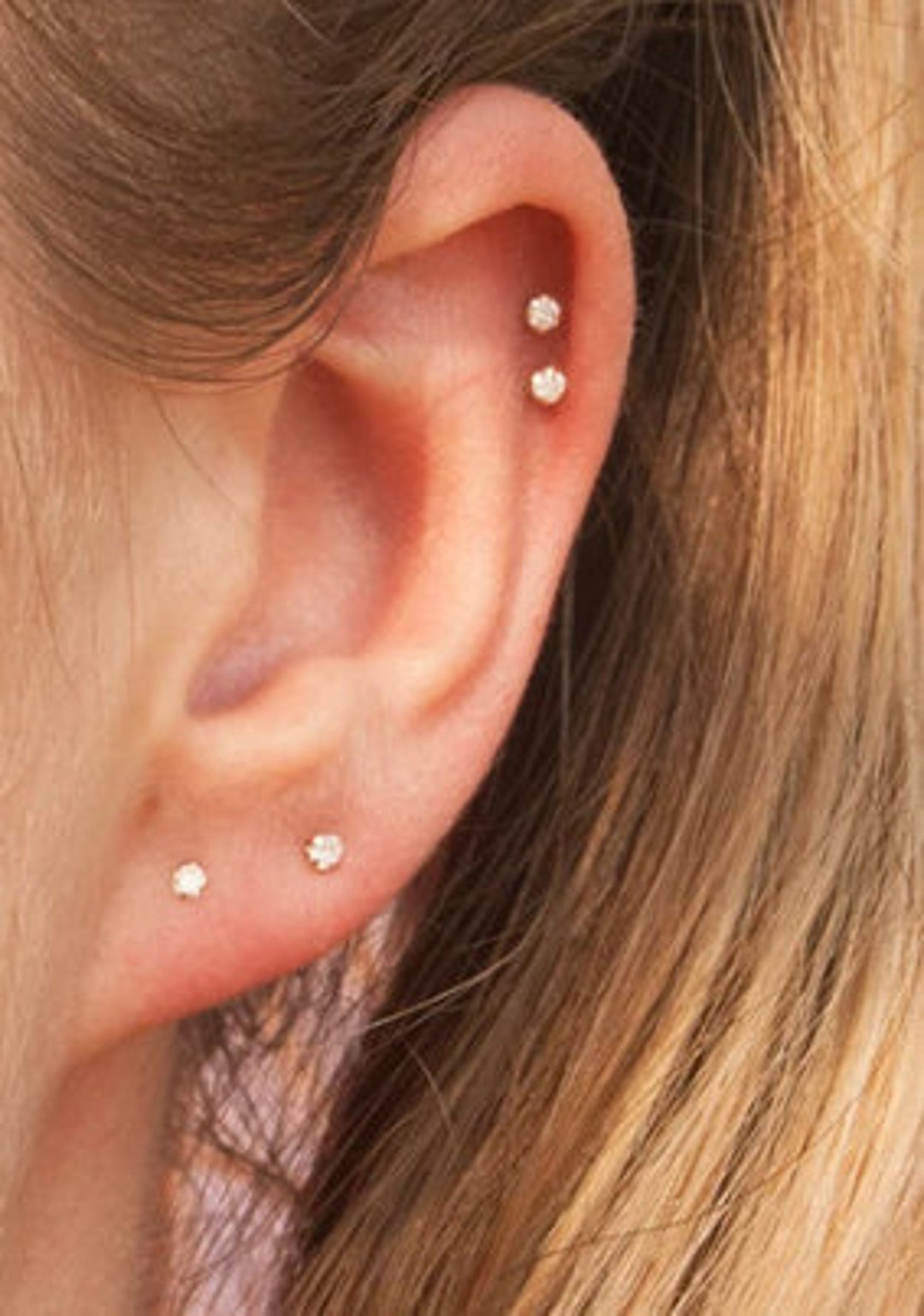 Sterling Silver Set of 4 Pairs of Sparkling Round Stud - Etsy