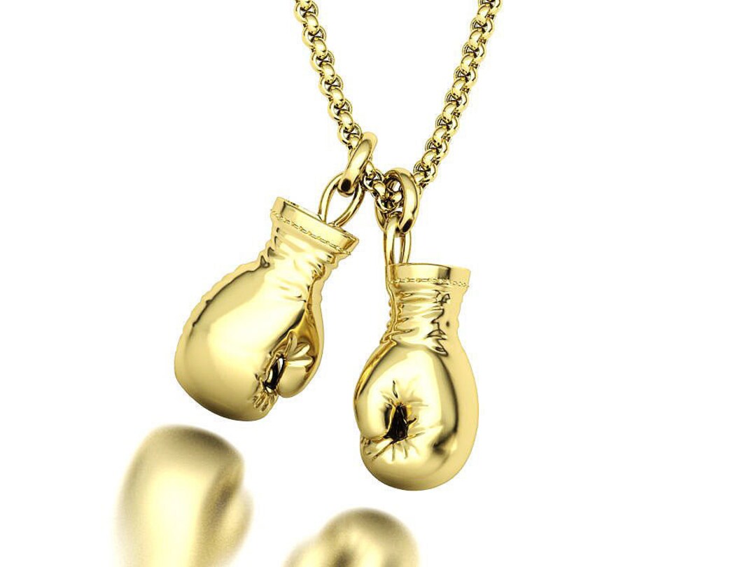 14k Solid Gold Boxing Glove Necklace/ Boxing Gloves Pendant / - Etsy