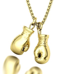 14k Solid Gold Boxing Glove Necklace/ Boxing Gloves Pendant / Gold Boxing Glove Pendant / Boxer ...