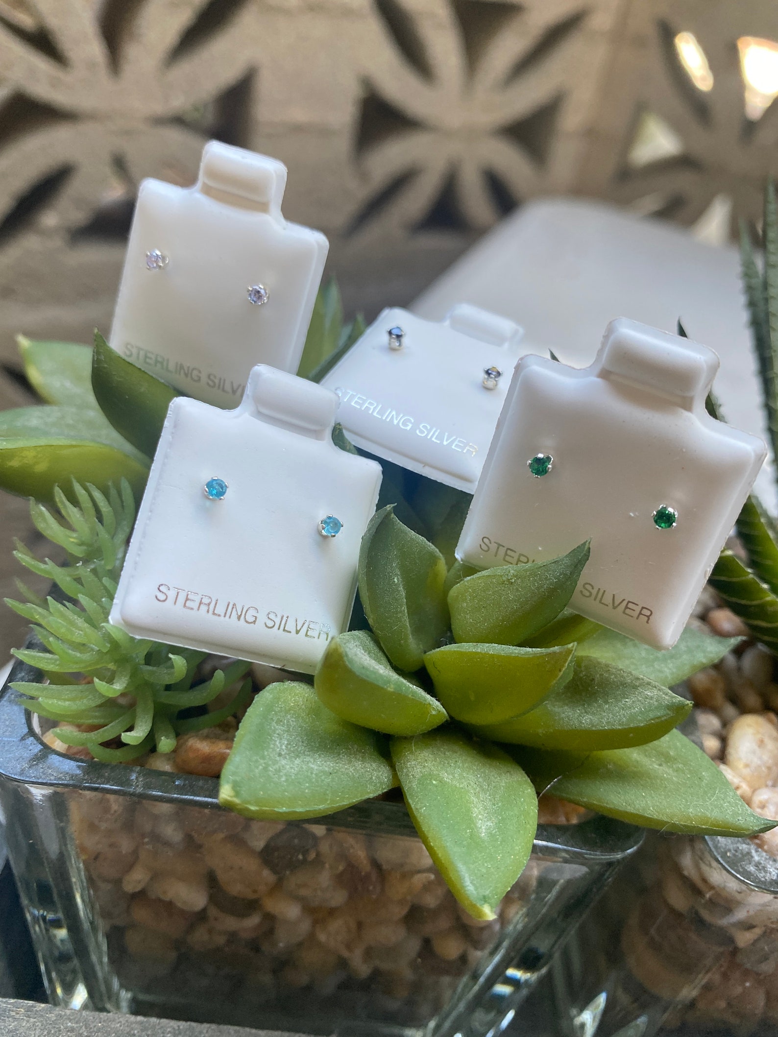 Sterling Silver Set of 4 Pairs of Colorful Round Stud Earrings - Etsy