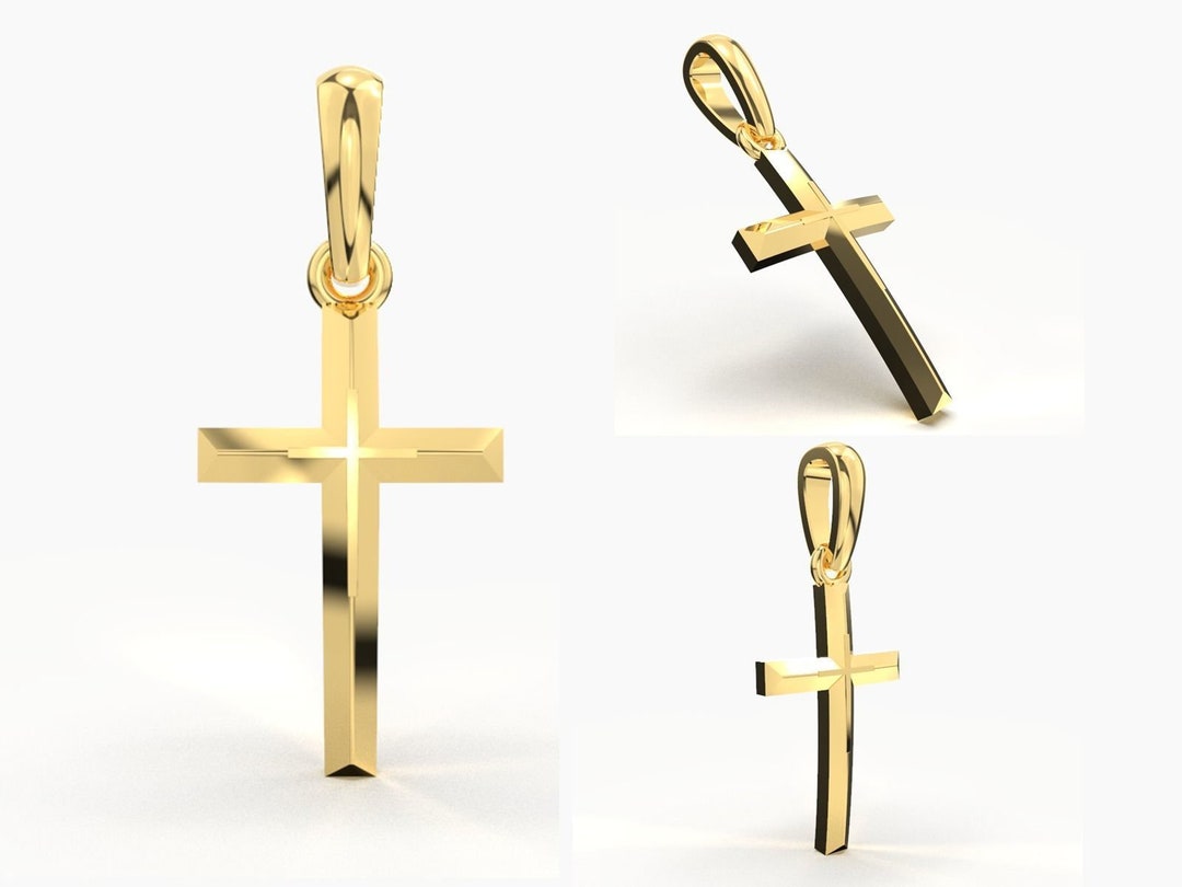 14K 18K REAL Solid Gold Cross Necklace / Simple and Classic - Etsy