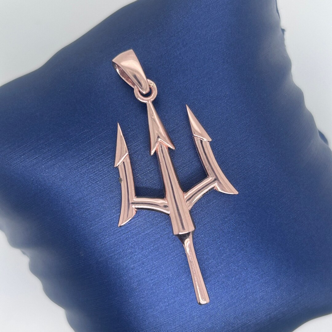 14K Solid Gold Trident Pendant 5 Grams / Gold Trident of Poseidon ...