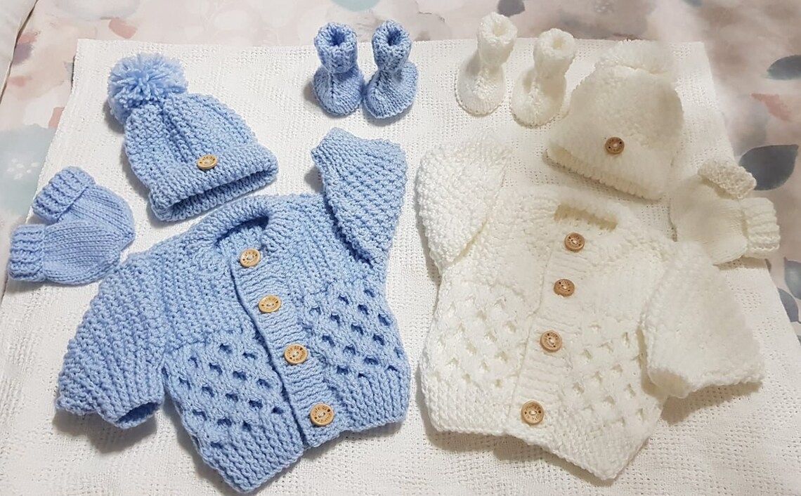Liam Baby Aran Knitting Pattern for Cardigan and Hat | Etsy