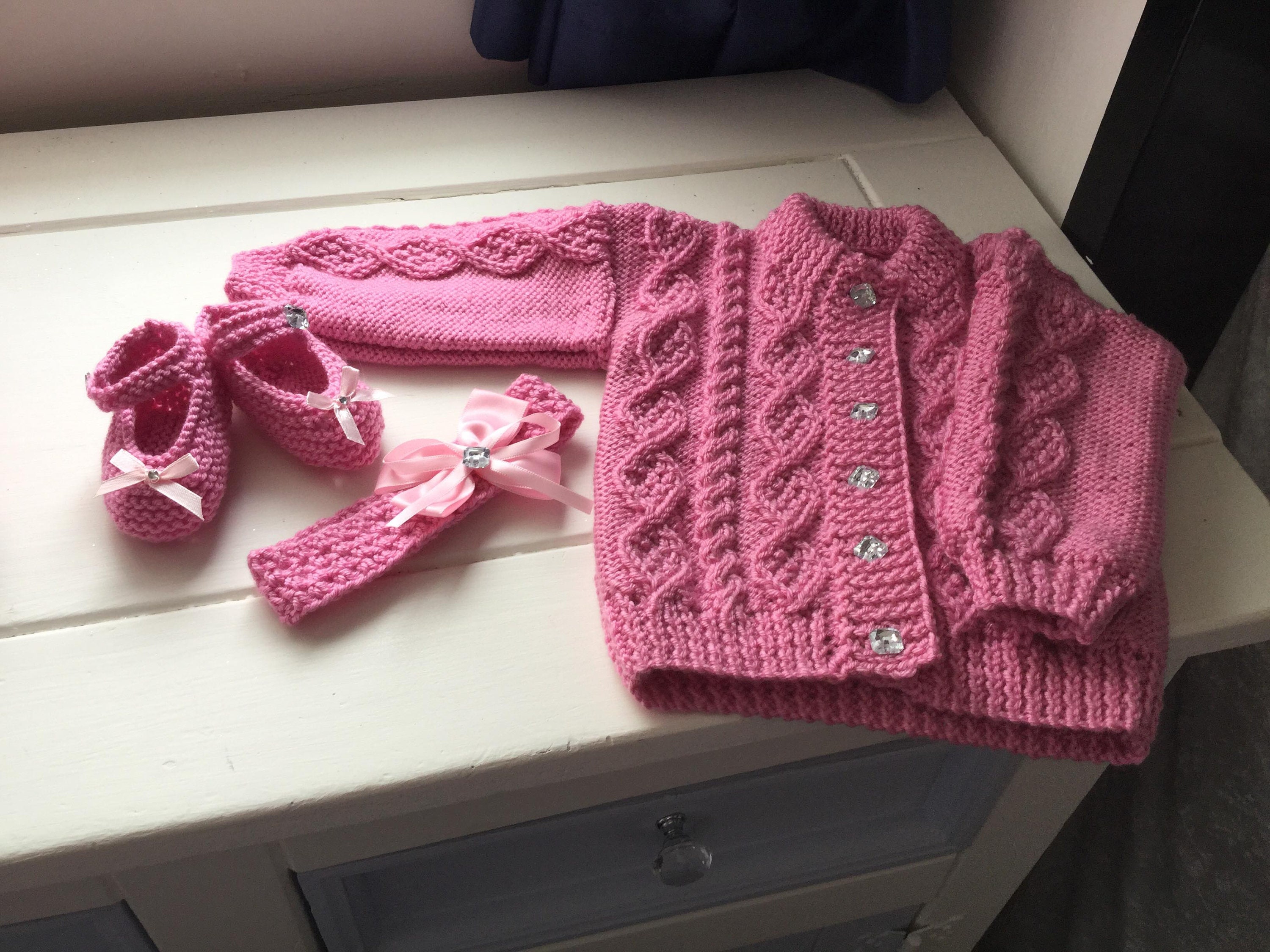 Danielle DK Baby Knitting Pattern Headband Cardigan Hat - Etsy