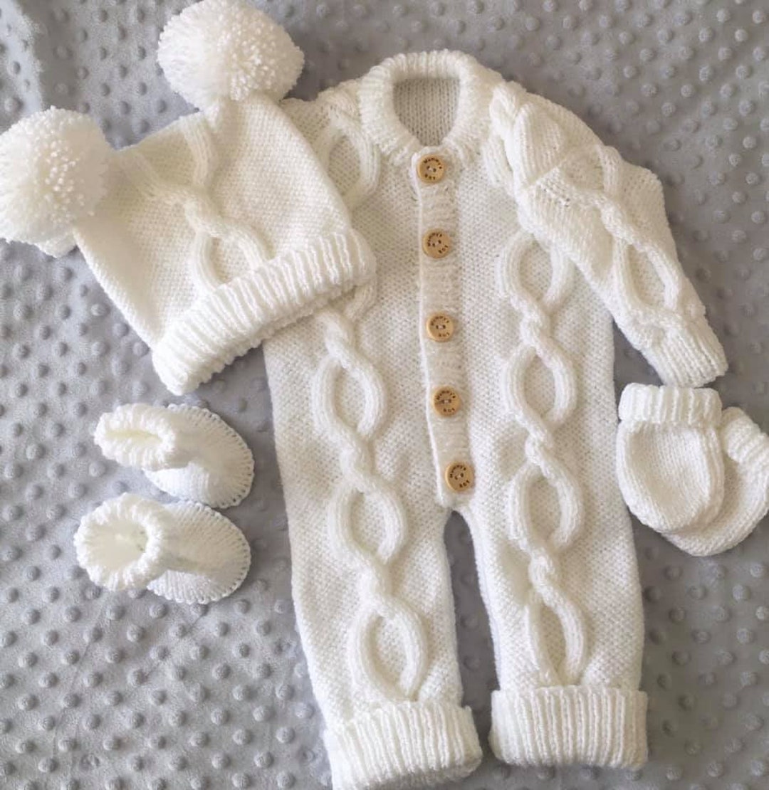 Strabane - Aran Designer Knitting Pattern Onesie and Hat - Etsy
