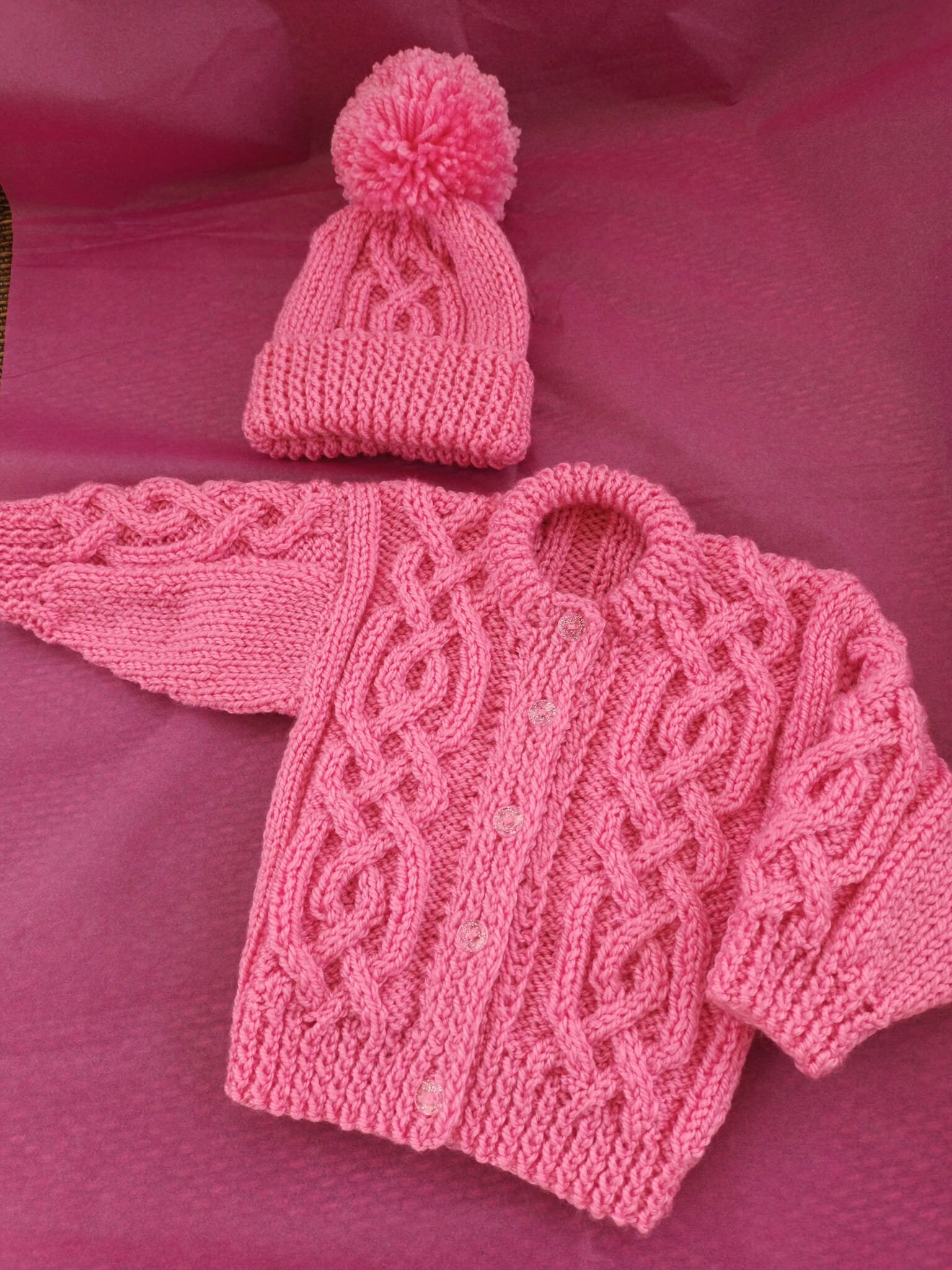 Castlefin - Baby Aran Knitting Pattern - Cardigan and Hat - Etsy