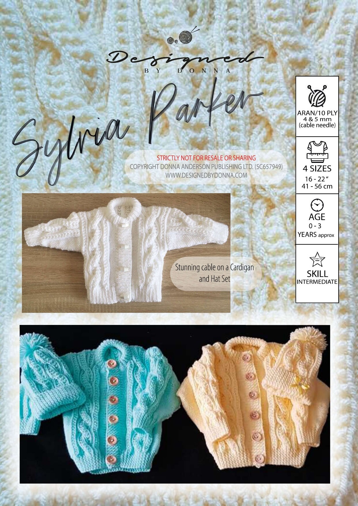 Sylvia Parker Aran Baby Knitting Pattern Cardigan and Hat - Etsy