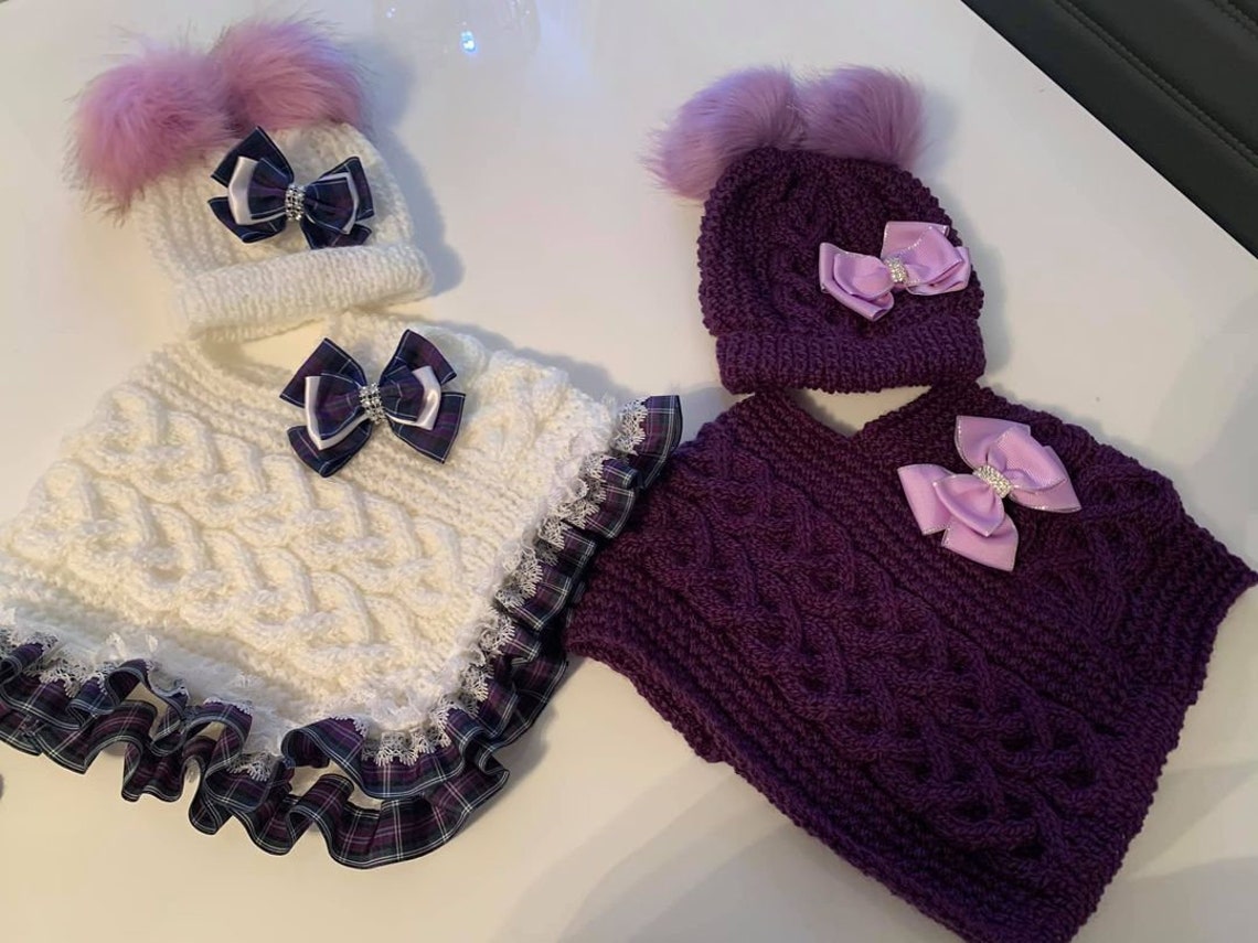 Donegal Aran Knitting Pattern Poncho and Hat - Etsy