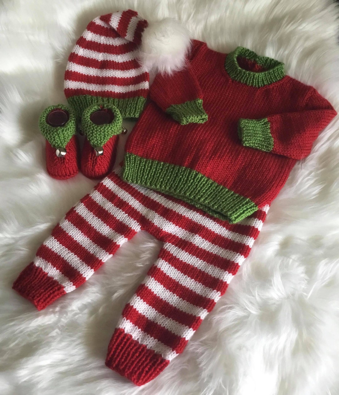 Elfie Christmas Knitting Pattern Elf Playsuit Shoes Hat - Etsy