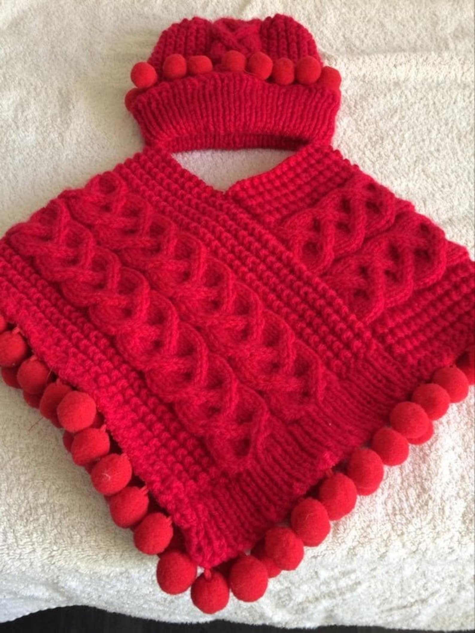 Donegal Aran Knitting Pattern Poncho and Hat - Etsy