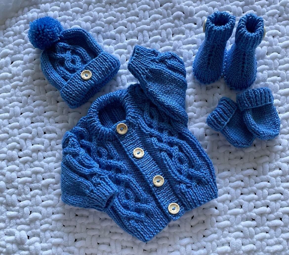 Castlefin - Baby Aran Knitting Pattern - Cardigan and Hat - Etsy